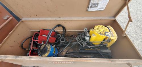 Used Knaack Rolling JobBox 2'x5'. Containing Enerpac ZE4 Hydraulic ...