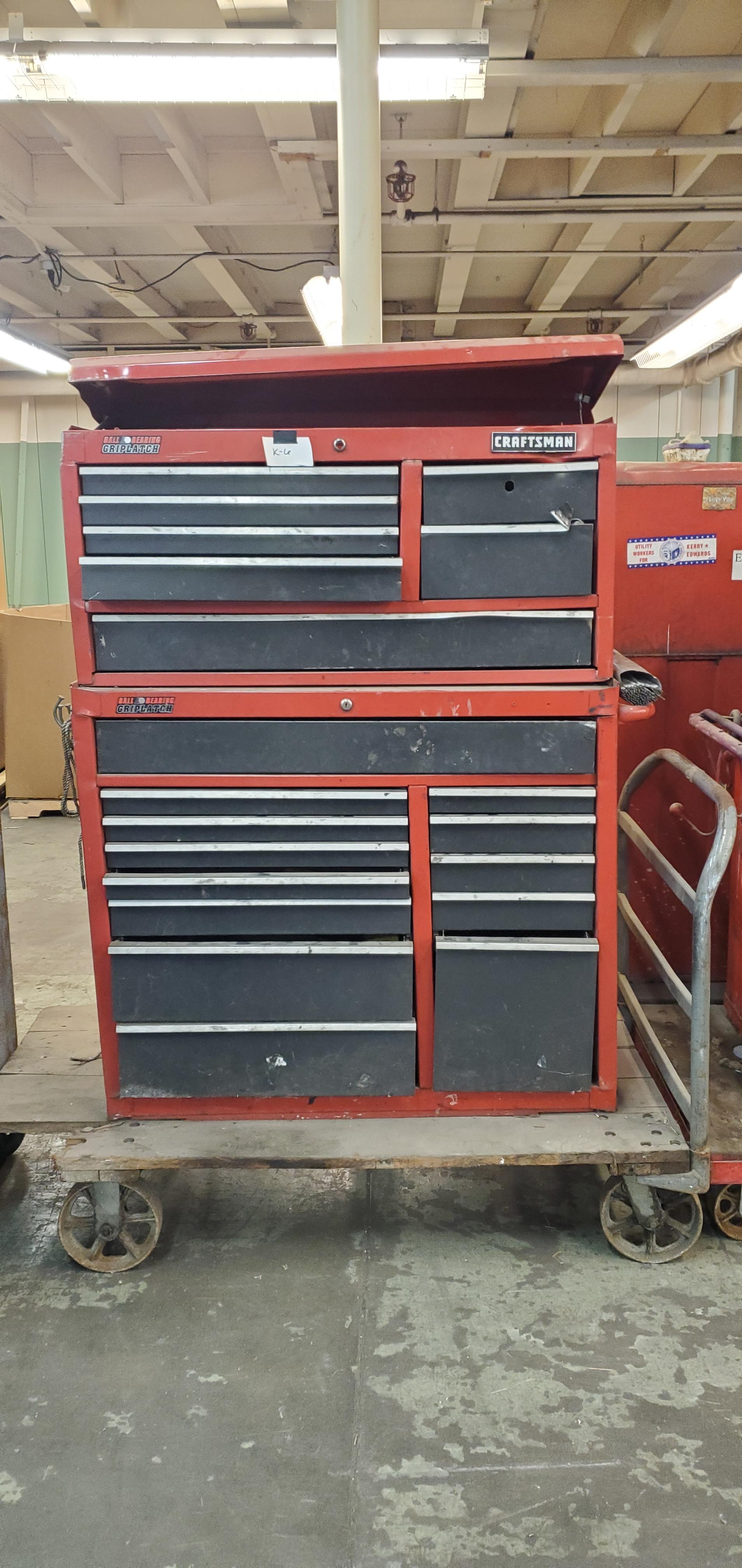 2 Used Craftsman Toolboxes On Rolling Cart- Rough Shape