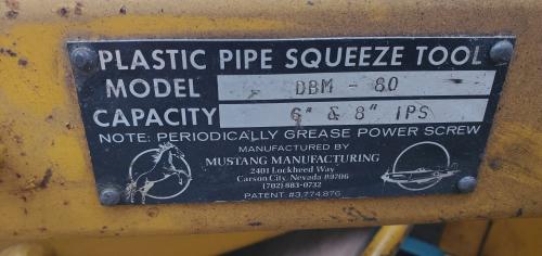 Lot of 2 Used Plastic Pipe Squeeze Tools. 6"-8" Pipe.