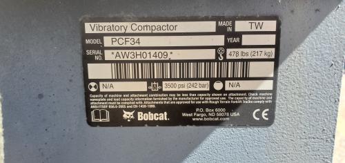 Bobcat PCF34 Compactor Attachment.