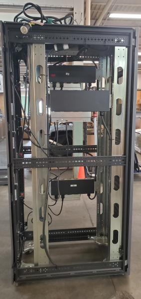 HP Server Cabinet- 23"x38". Missing Side Panels, Contains 4 HP Modular ...