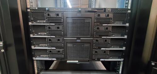 Hitachi Server Cabinet- 23"x48". Contains 2 Hitachi Blades(520XB1). No ...