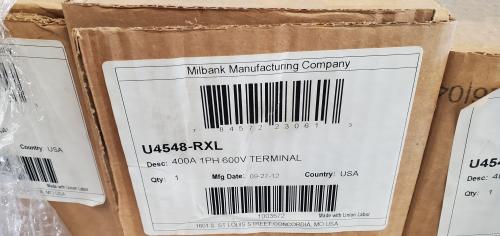 Lot of 4 NEW Milbank U4548-RXL 1Ph 400A Terminal Box