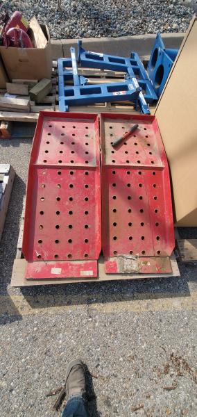 Lot of 2 Gray Portable Truck Ramps. 1 has broken handle.