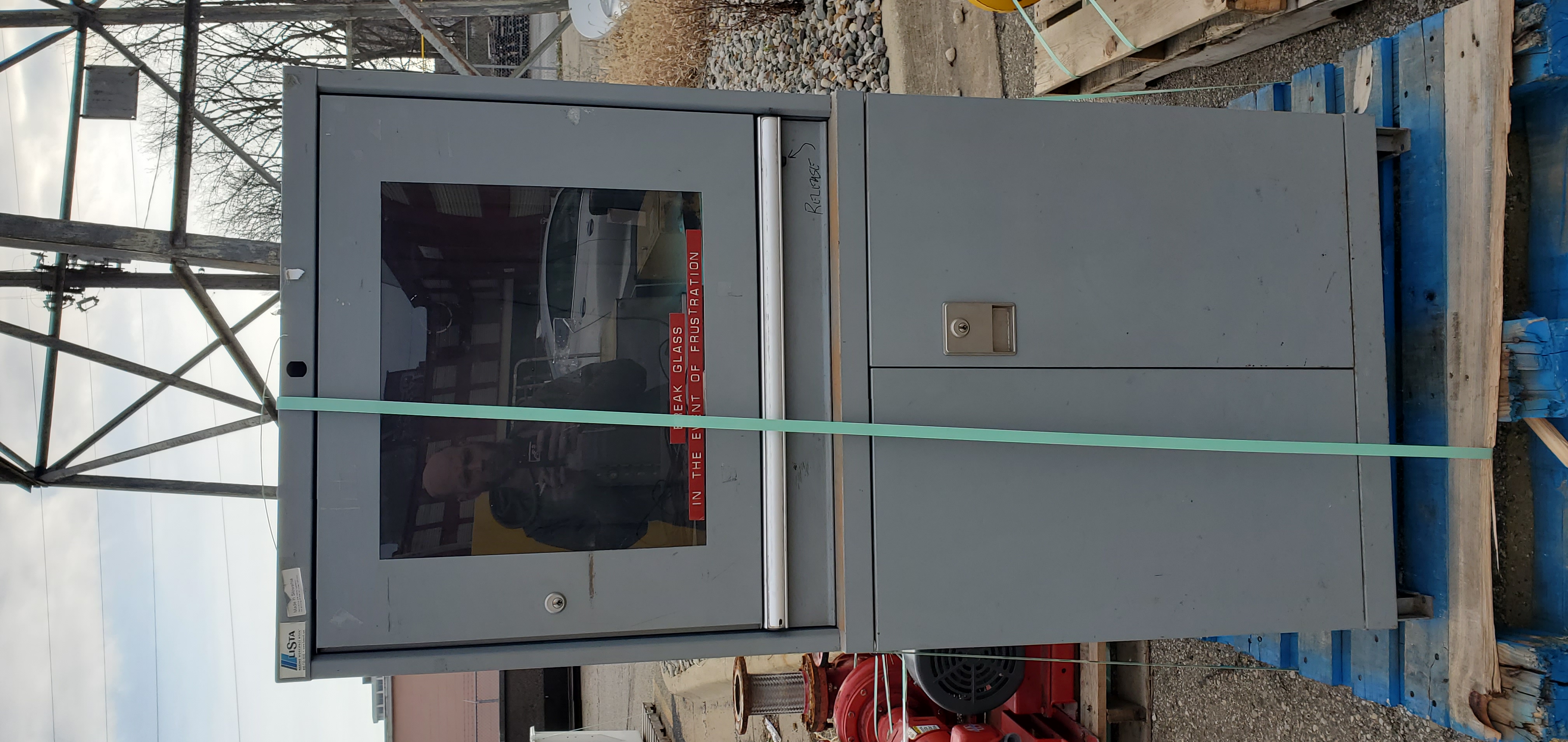 Used Metal Computer Cabinet W/Keys