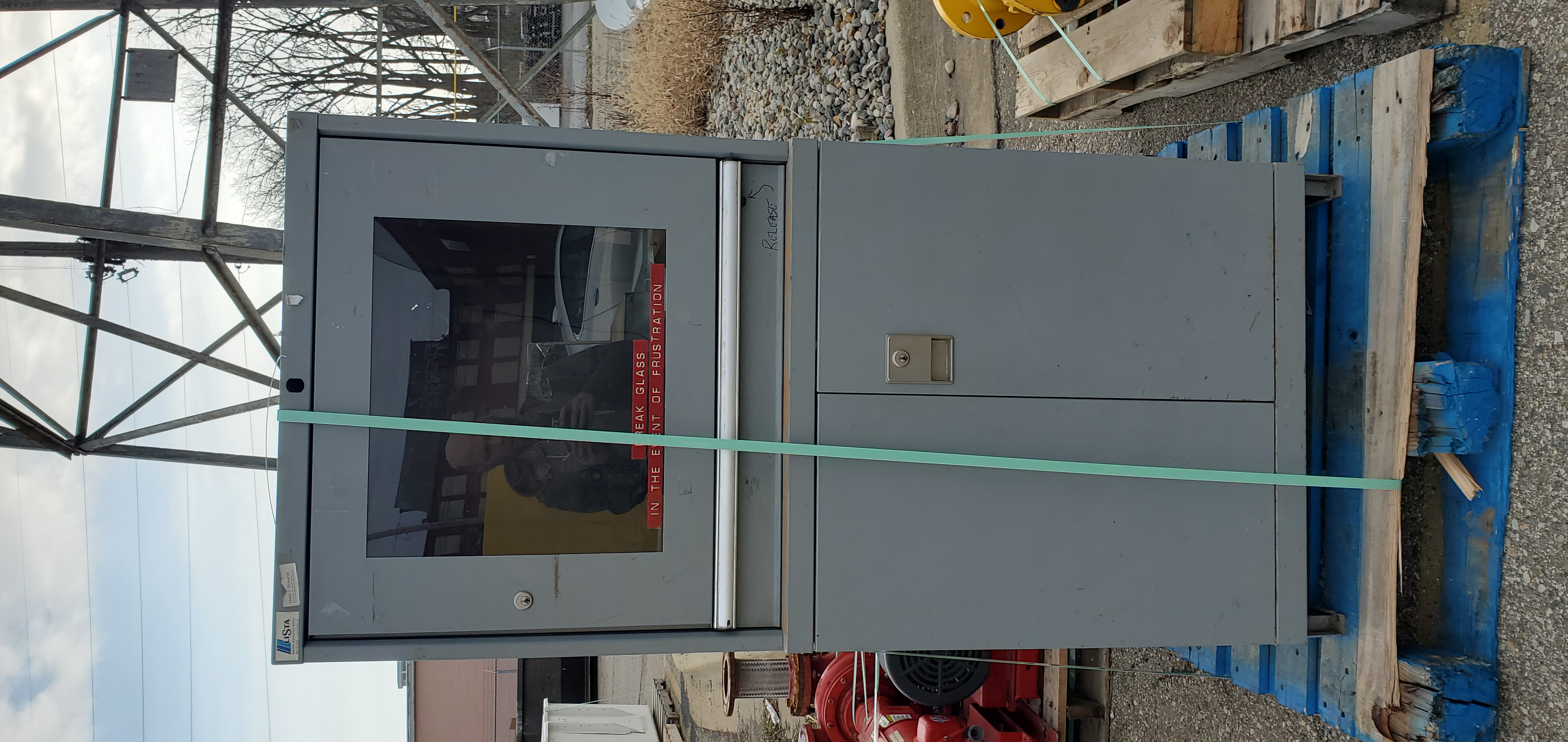 Used Metal Computer Cabinet W/Keys